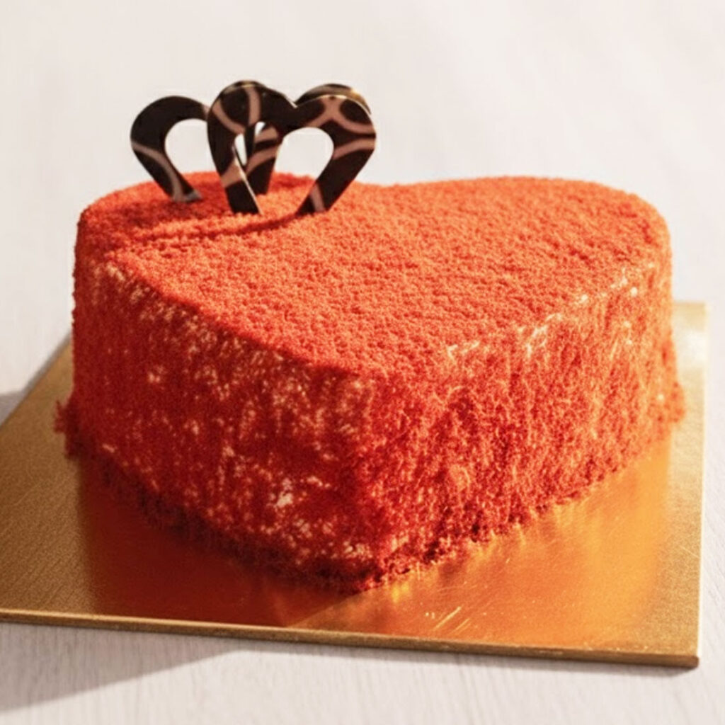 Red Velvet Cake Heart Shape Eggless 1/2 KG